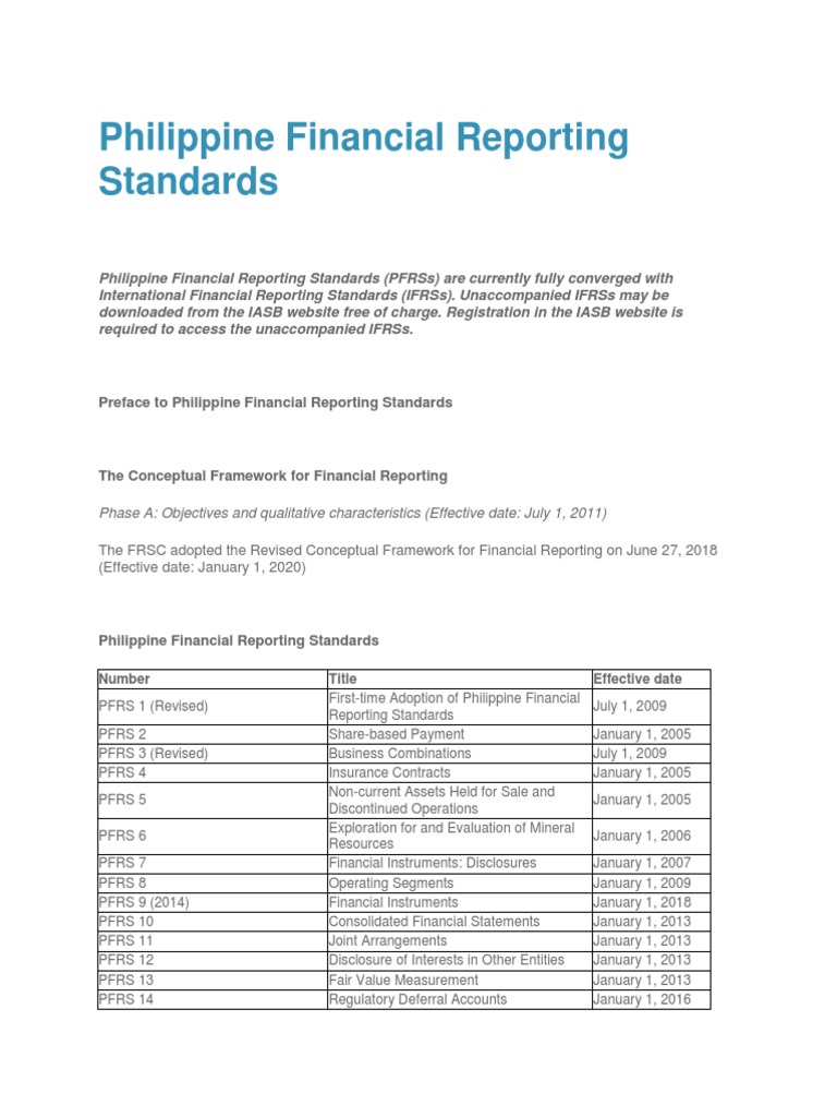 Philippine Financial Reporting Standards | PDF | Financial Statement ...