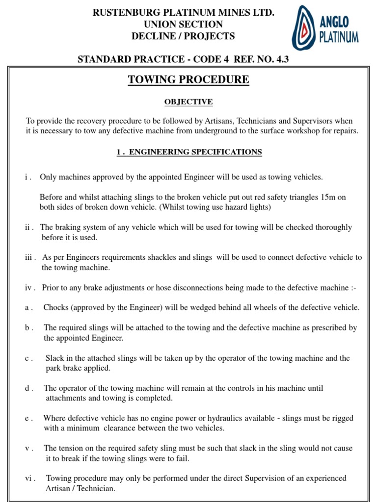 4.3 Towing Procedure | PDF | Vehicles | Machines