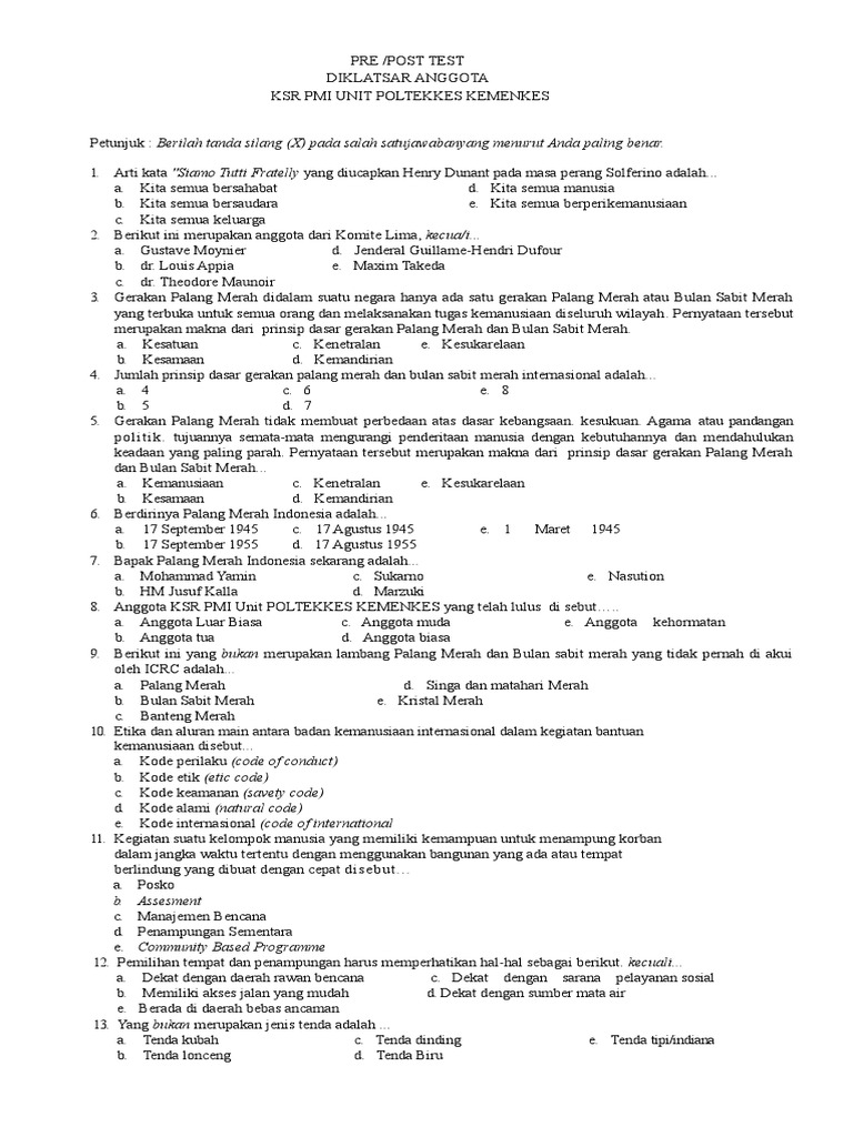 Soal Pre Test Peserta | PDF