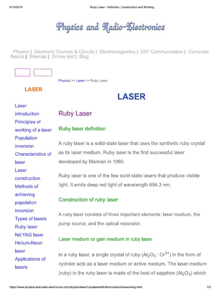 Ruby Laser | PDF