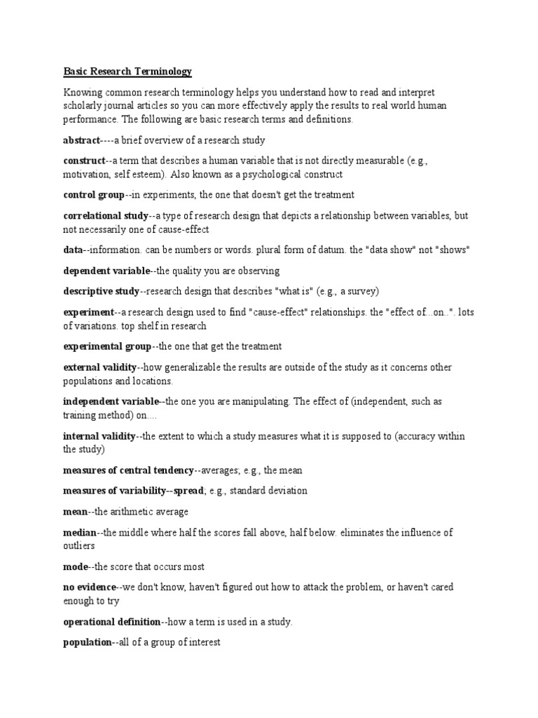 Research Terminologies | Download Free PDF | Standard Score | Statistics