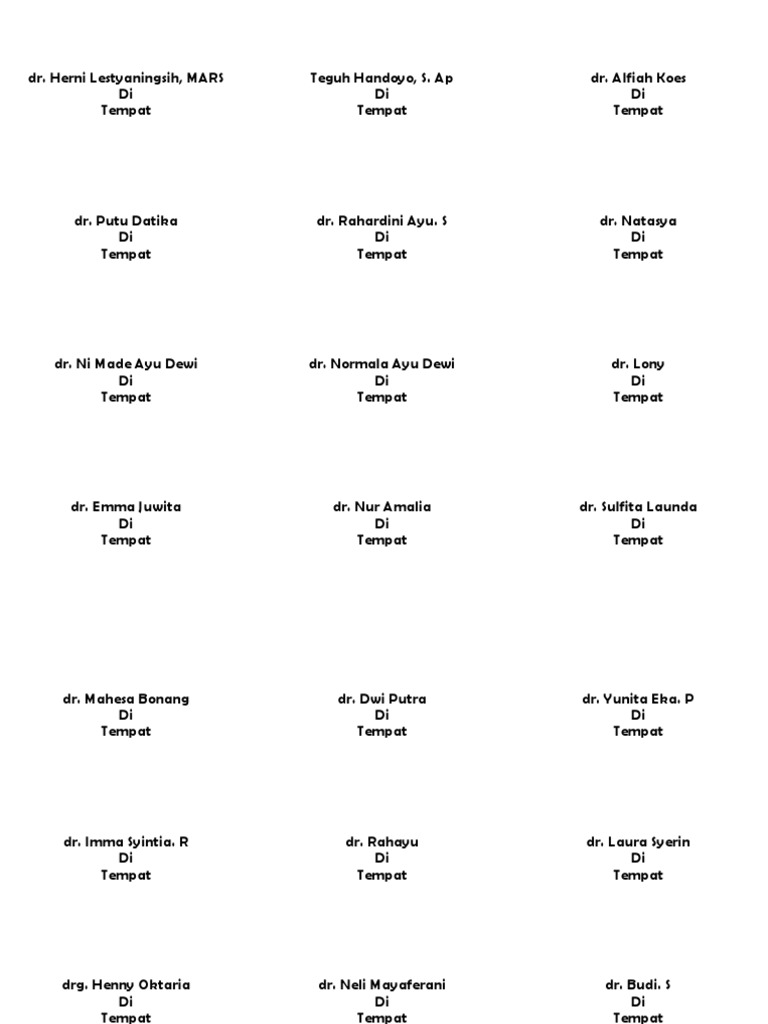 Format Label dan Template Undangan | PDF