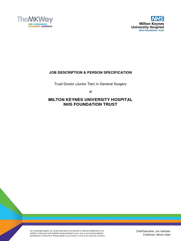 Milton Keynes University Hospital Nhs Foundation Trust: Job Description ...