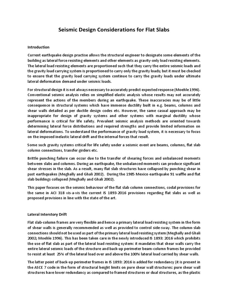 Seismic Design Considerations of Flat Slabs 20190619 | PDF ...
