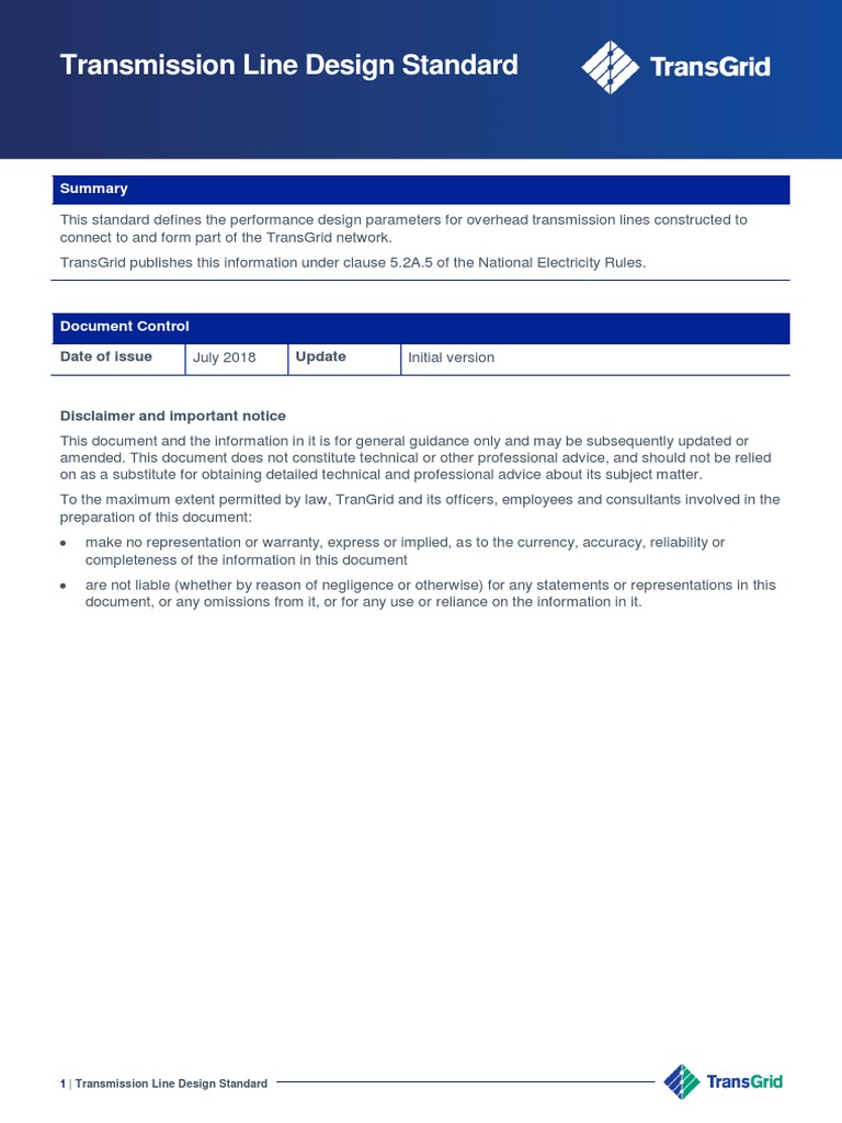 TransGrid Transmission Line Design Standard | PDF | Electric Power ...