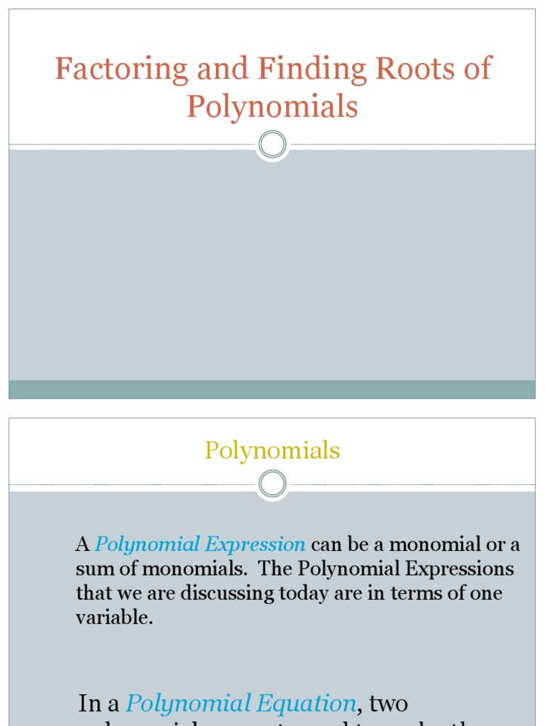 Factoring and Finding Roots of Polynomials | PDF | Zero Of A Function ...