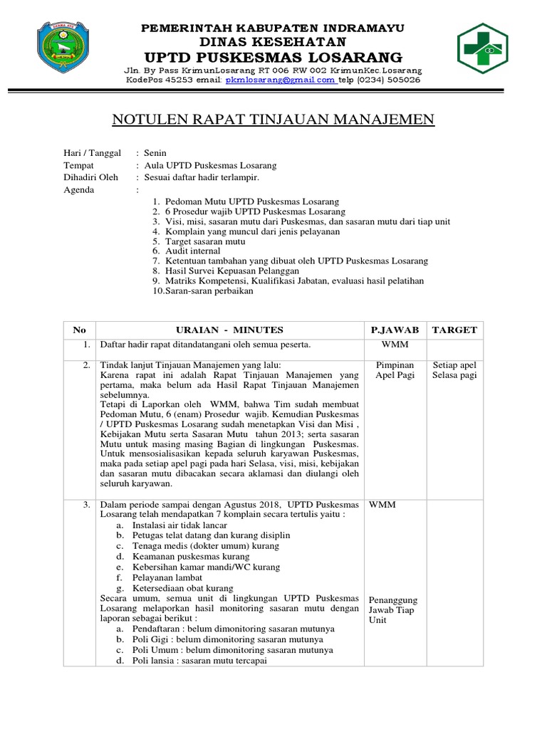 Contoh Notulen RTM Fix Diprint | PDF