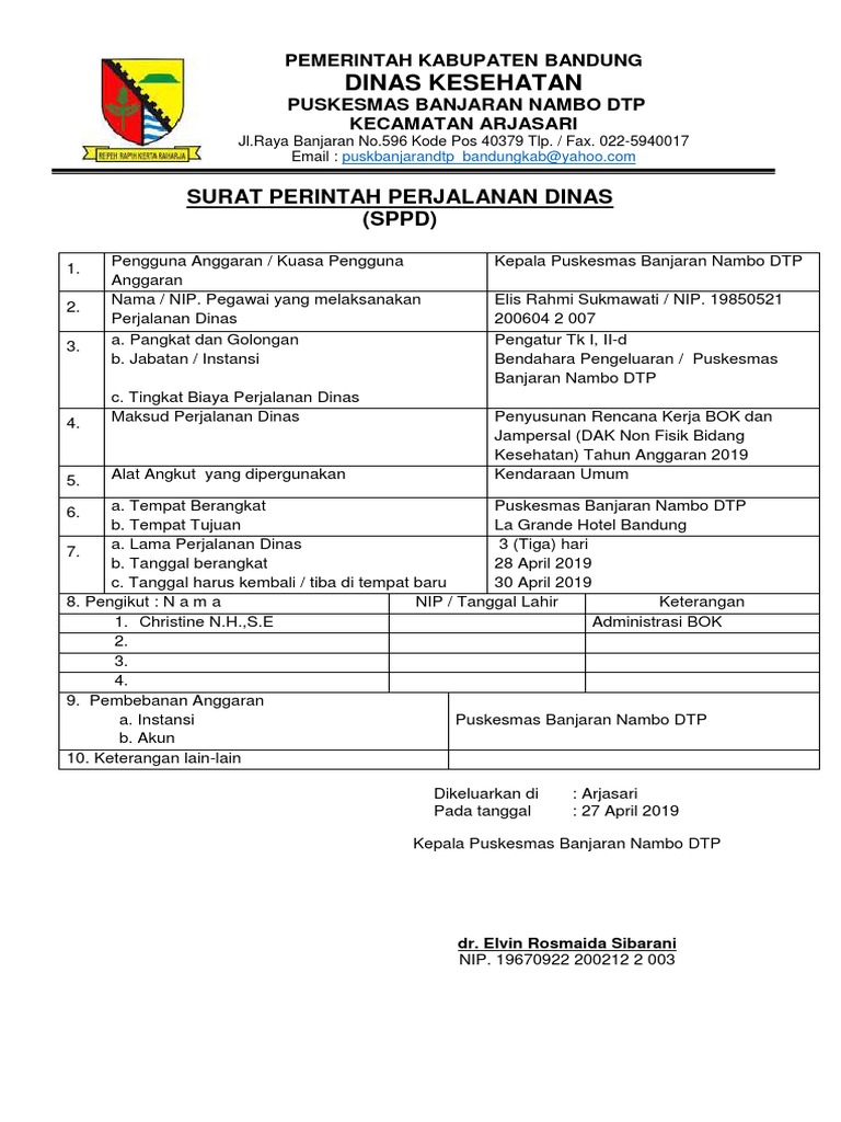 SPPD Penyusunan Renja BOK | PDF