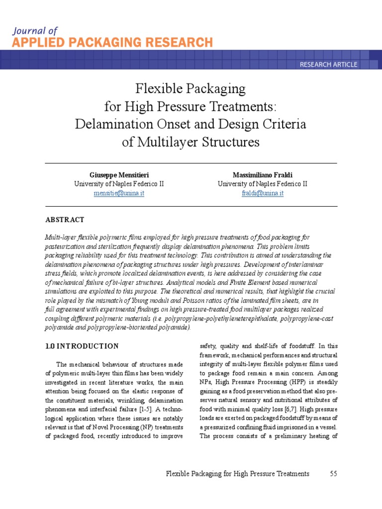 Flexible Packaging For High Pressure Treatments - Delamination Ons ...