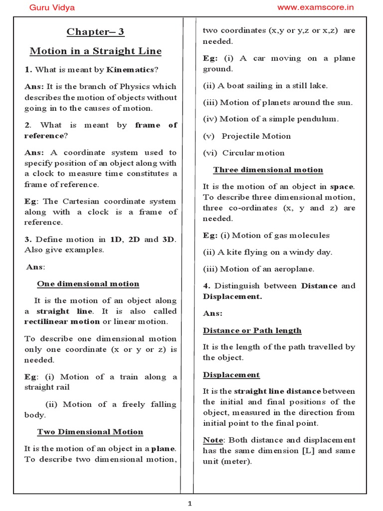 Motion in A Straight Line | PDF