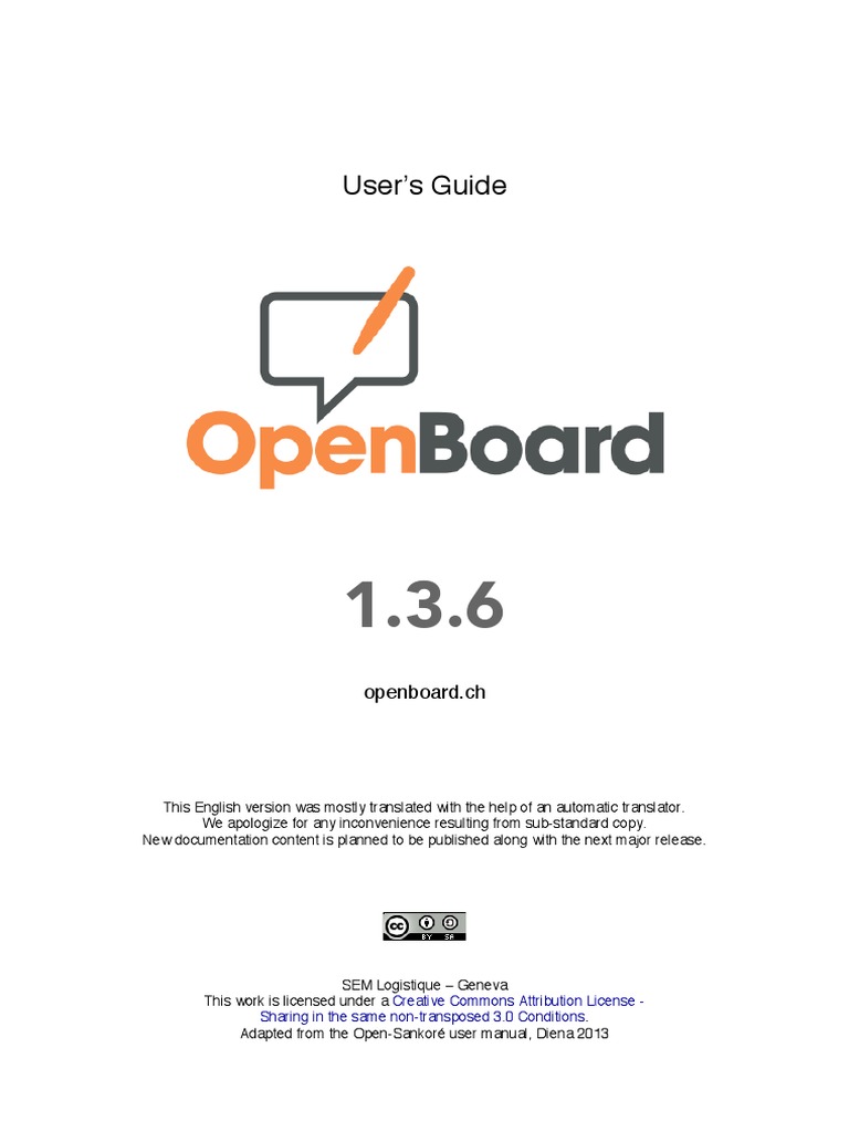 OpenBoard Users Guide 1.3.6 | PDF | Icon (Computing) | World Wide Web