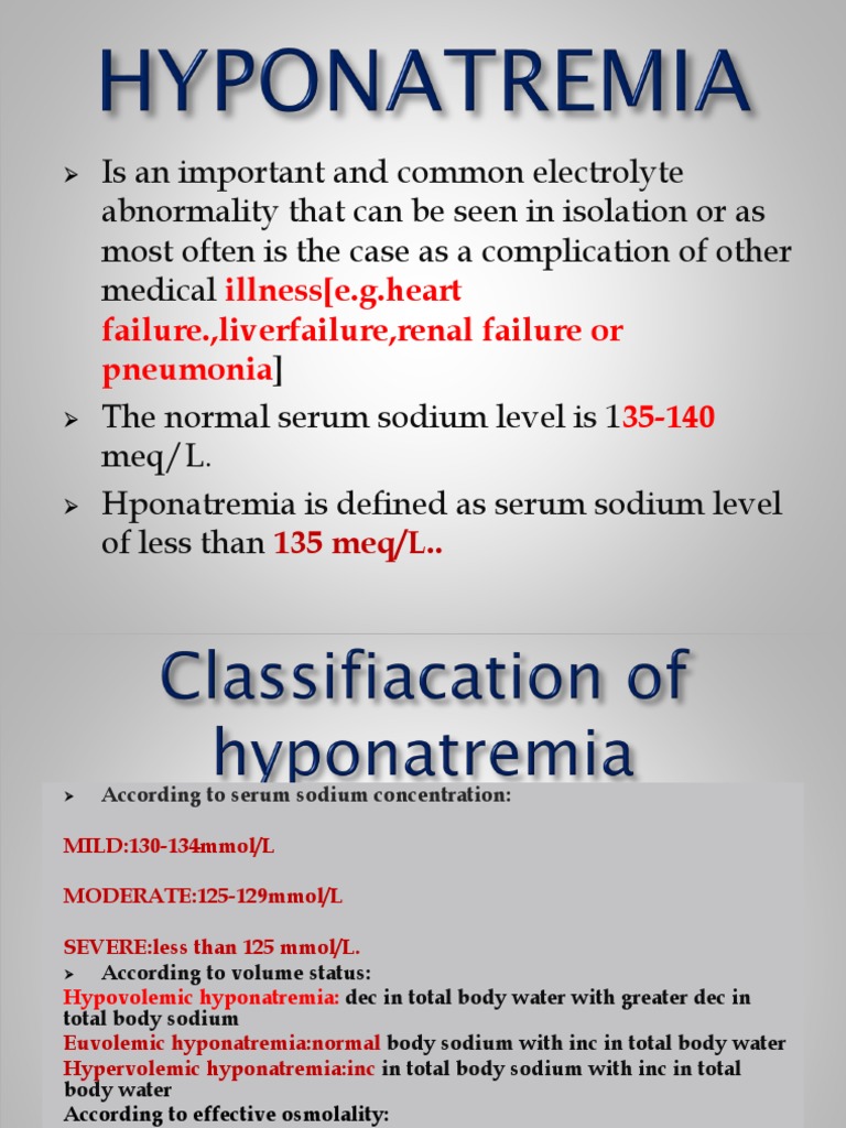 Understanding Hyponatremia Types and Causes | PDF