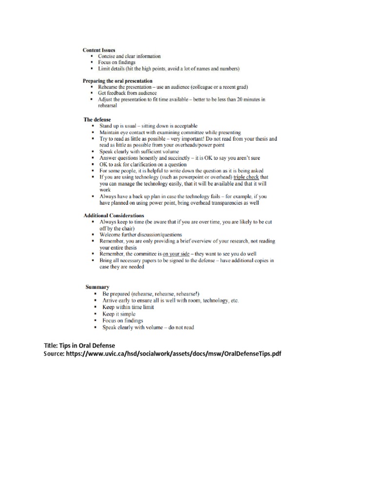 Essential Tips for Oral Defense Success | PDF | Social Science | Wellness