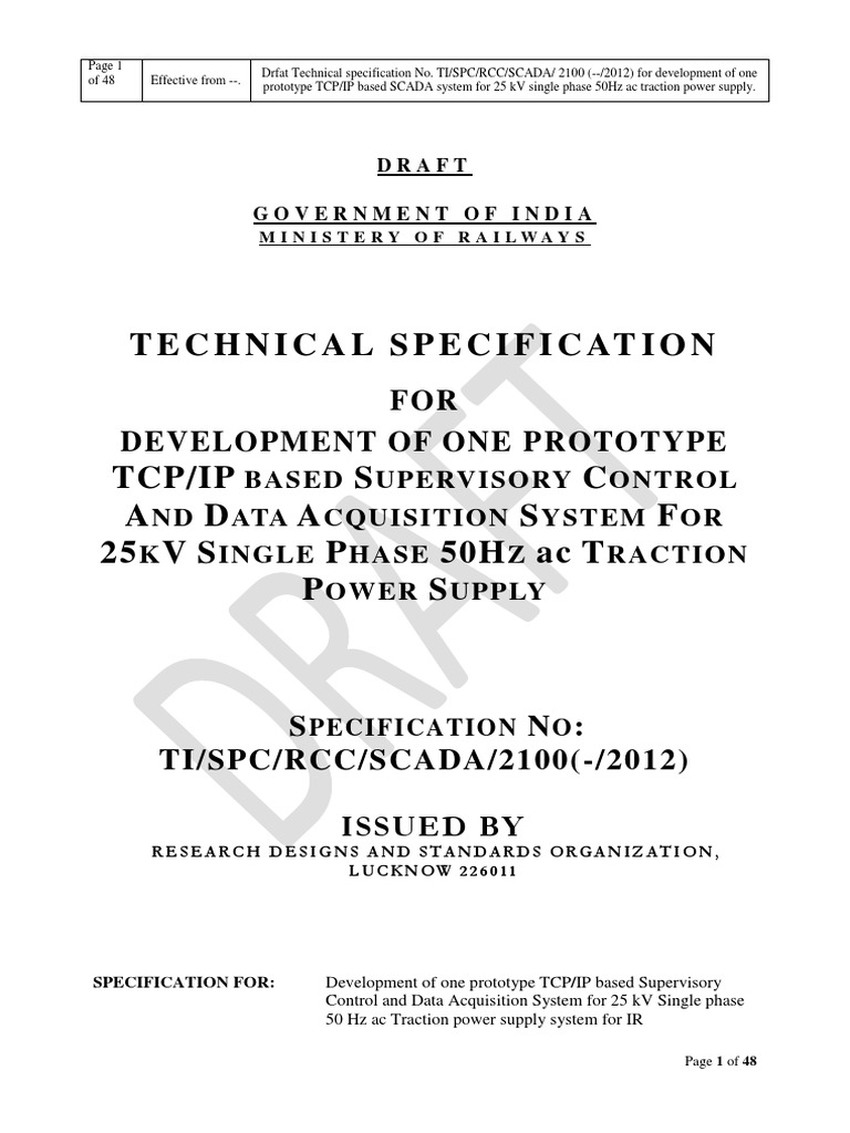 25 KV Traction SCADA - SPECIFICATION PDF | PDF | Scada | Local Area Network