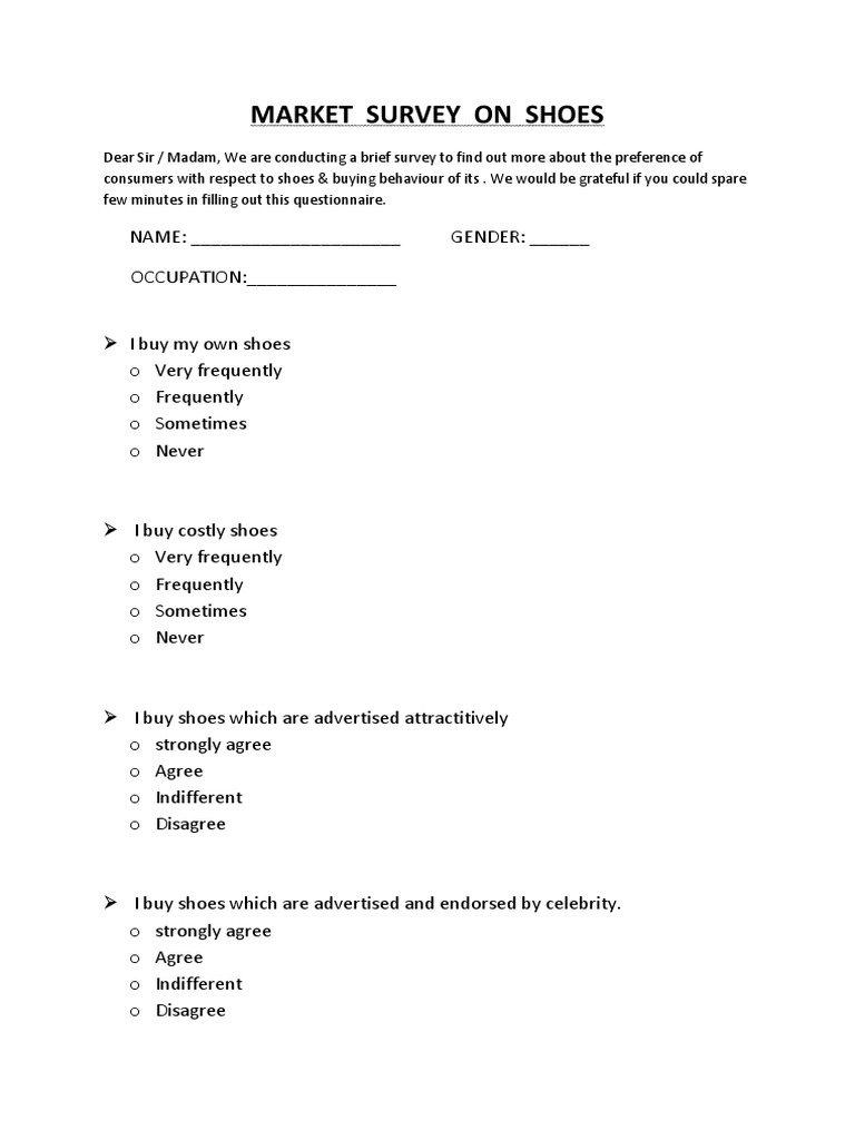 Shoe Buying Preferences Survey | PDF | Career & Growth | Law