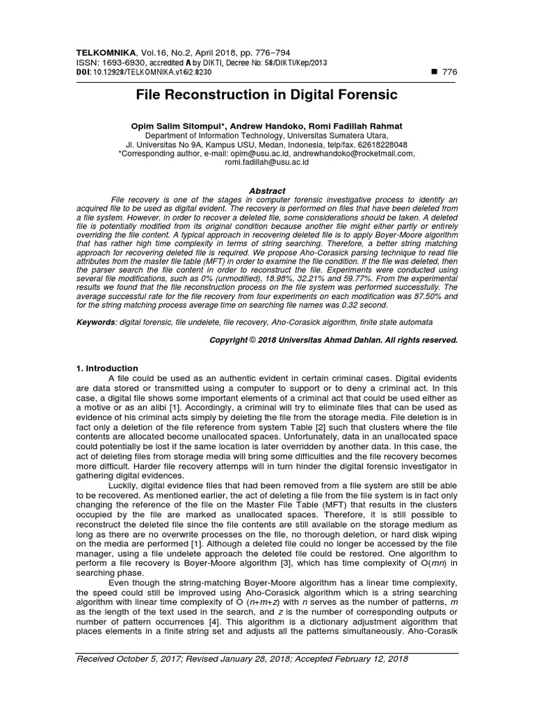 File Reconstruction in Digital Forensic | PDF | Computer File | File Format
