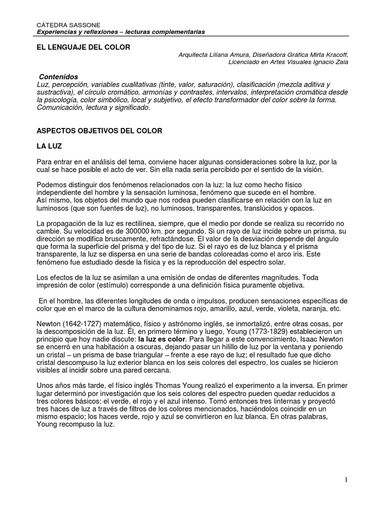 El Lenguaje Del Color | PDF | Color | Ligero