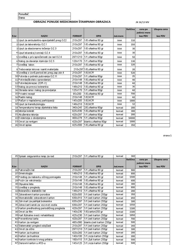 Obrazac Ponude3613 | PDF
