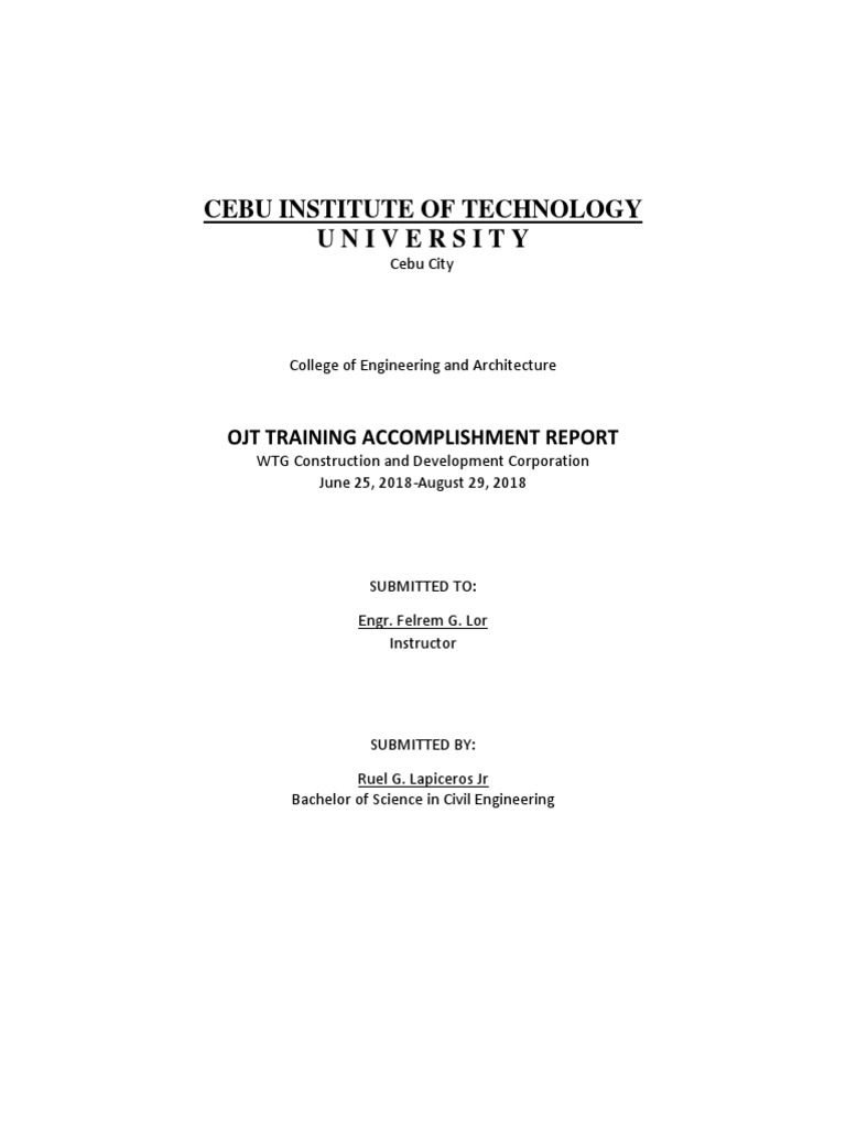Ojt Report Sample | PDF | Engineering | Economies