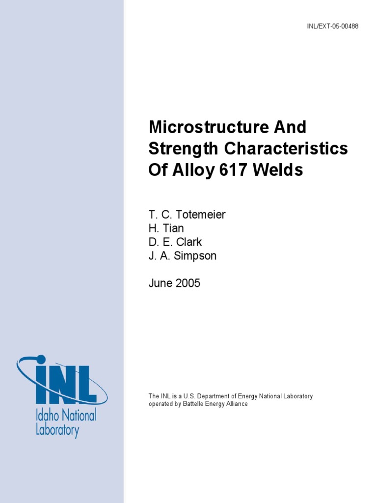 Microstructure and Strength Characteristics of Alloy 617 Welds | PDF ...