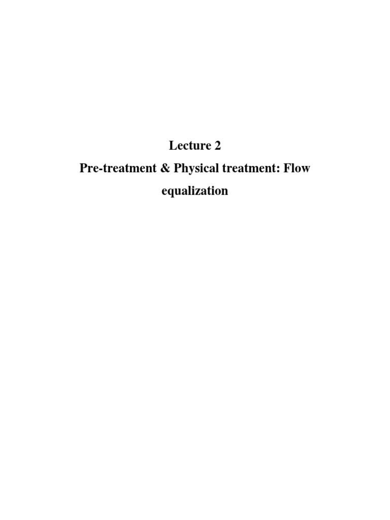 Pre-Treatment & Physical Treatment: Flow Equalization | PDF | Sewage Treatment | Water Supply