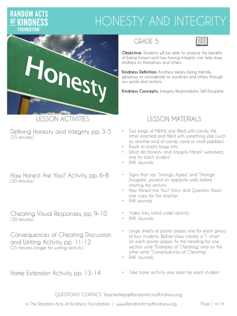 5 Honesty and Integrity | PDF | Integrity | Curriculum