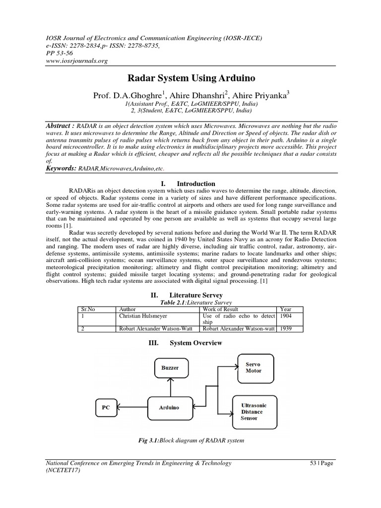 Radar System Using Rduino PDF | PDF | Radar | Servomechanism