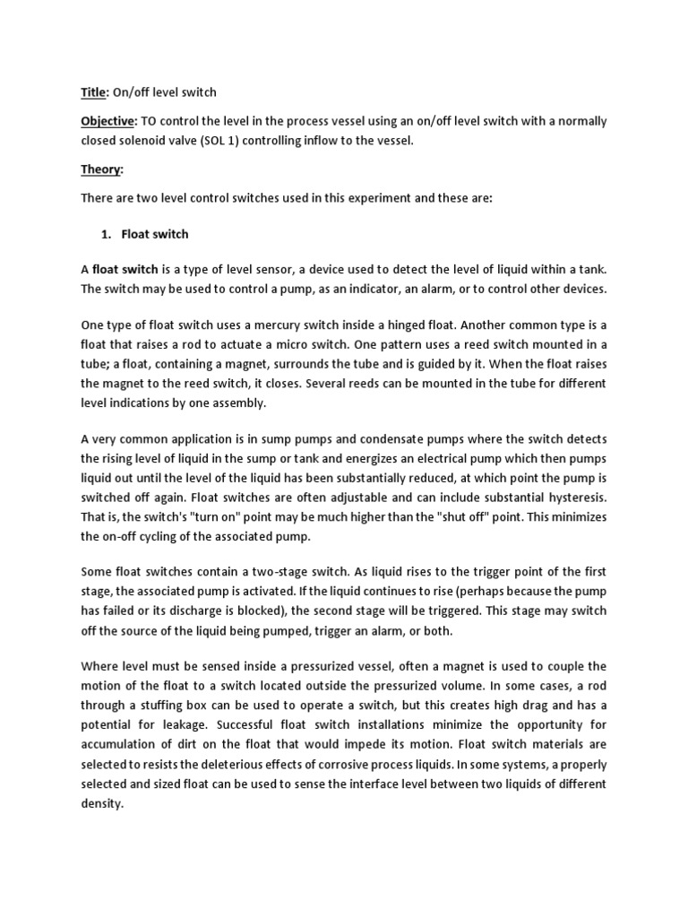On Off Level Switch | PDF | Machines | Electrical Engineering