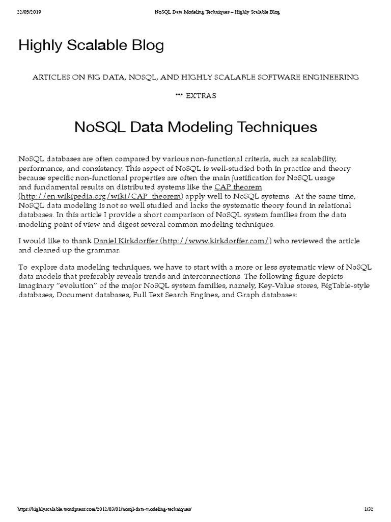 NoSQL Data Modeling Techniques - Highly Scalable Blog | PDF | No Sql | Database Index