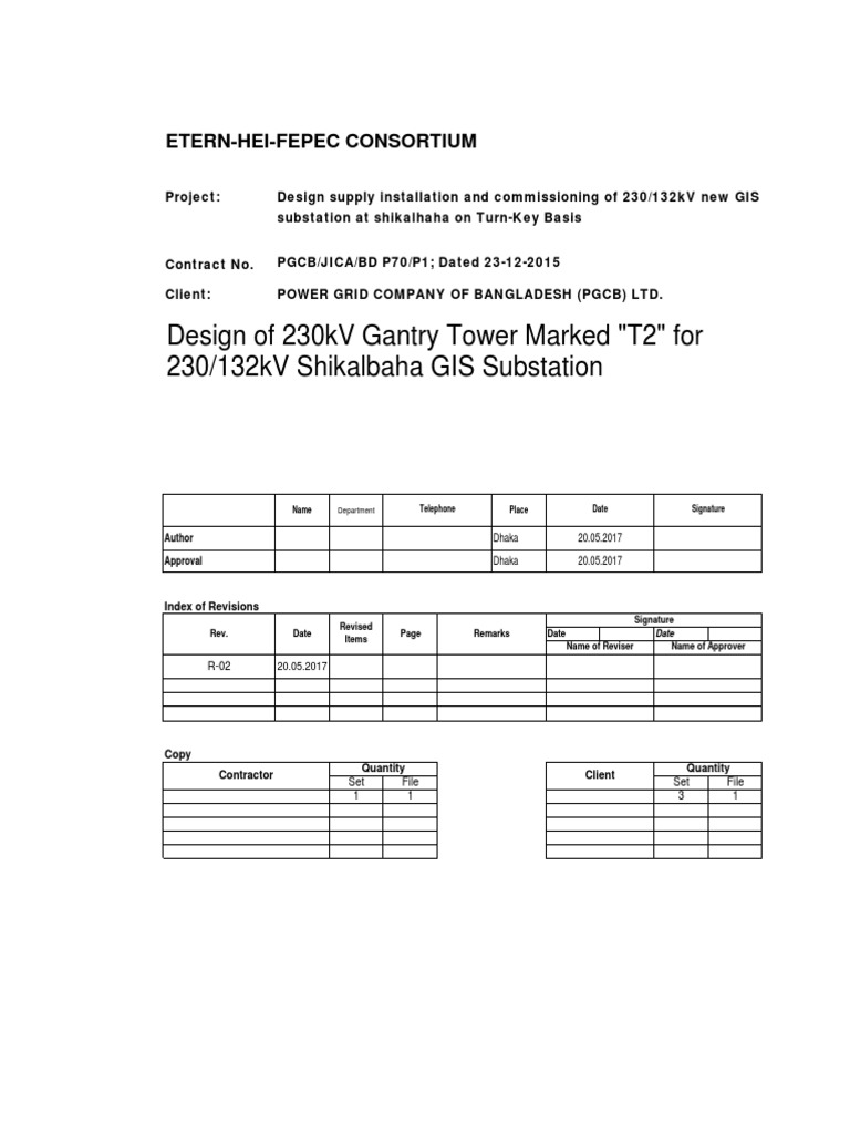 Design Calculation 230kV Gantry Tower | PDF | Electric Power ...
