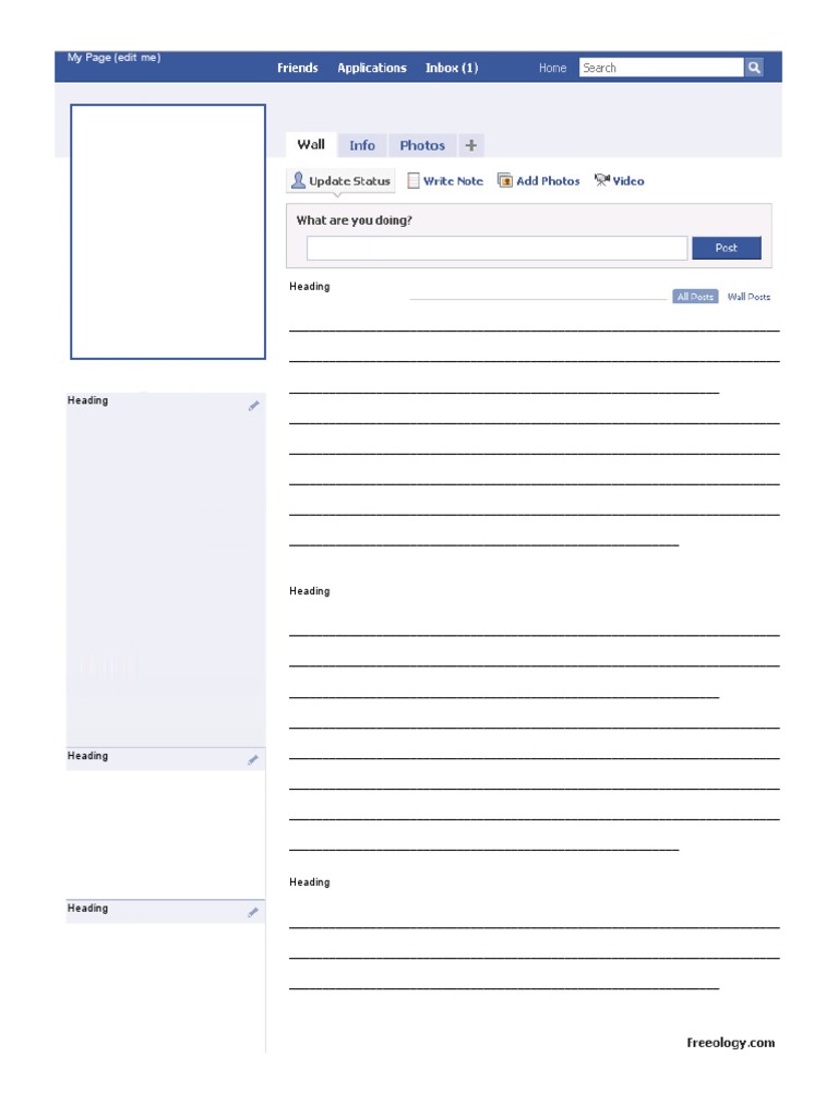 Blank Facebook Template For Word | PDF