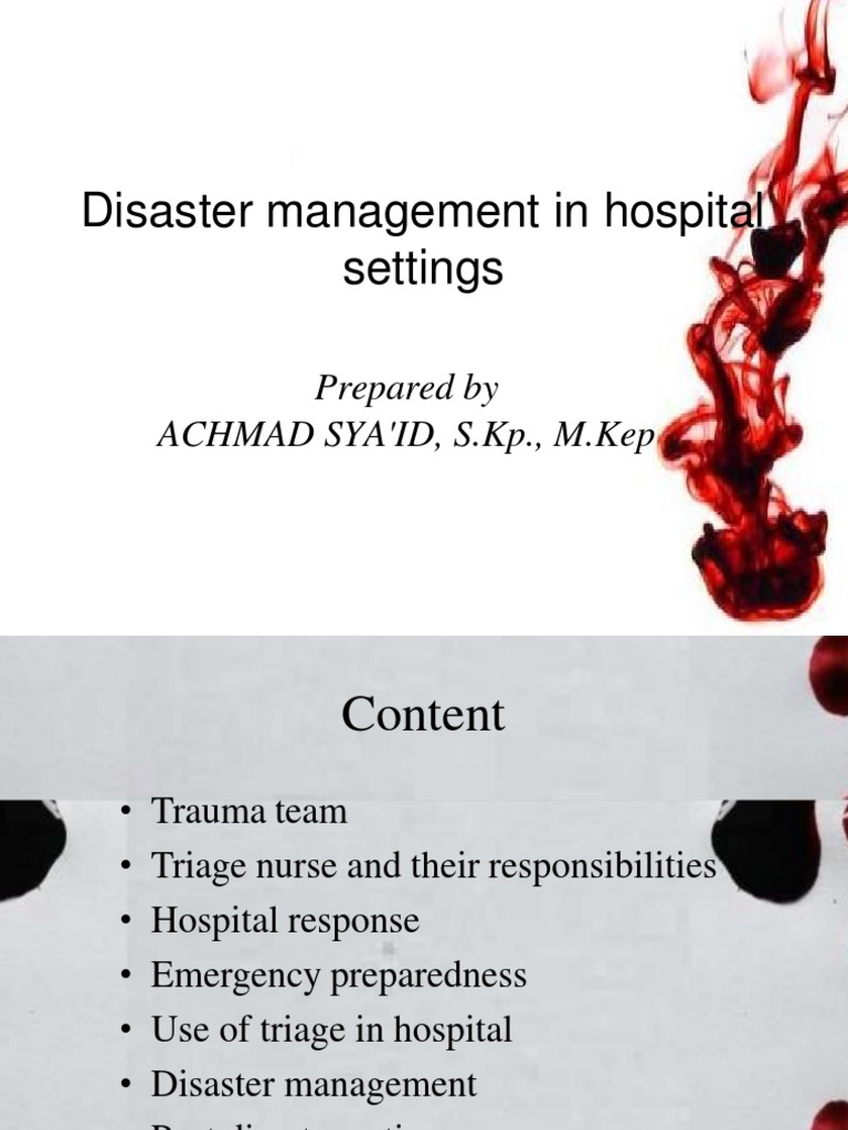 Hospital Disaster Management Achmad-1 | PDF | Emergency Department ...