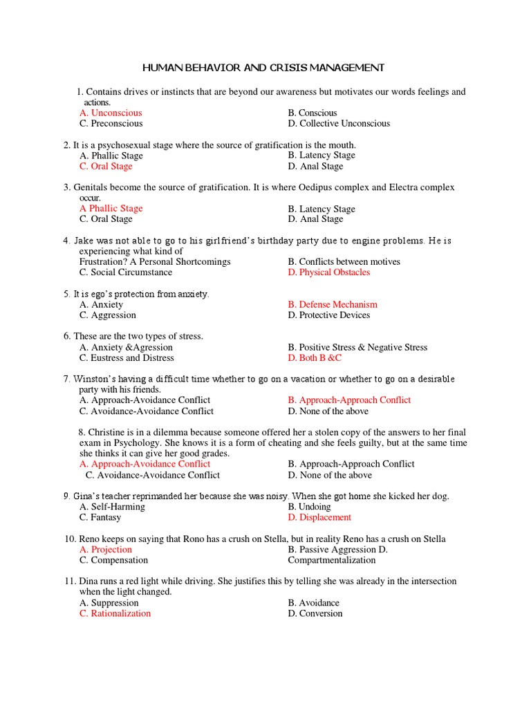 Human Behavior and Crisis Management: A. Unconscious | PDF | Id | Psychoanalysis