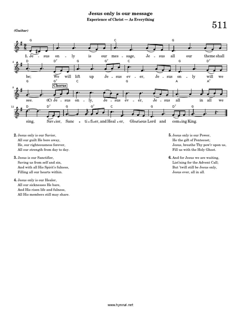 Jesus Only Is Our Message: Our Theme Sus All Sus Shall Ly Is Our On Je ...