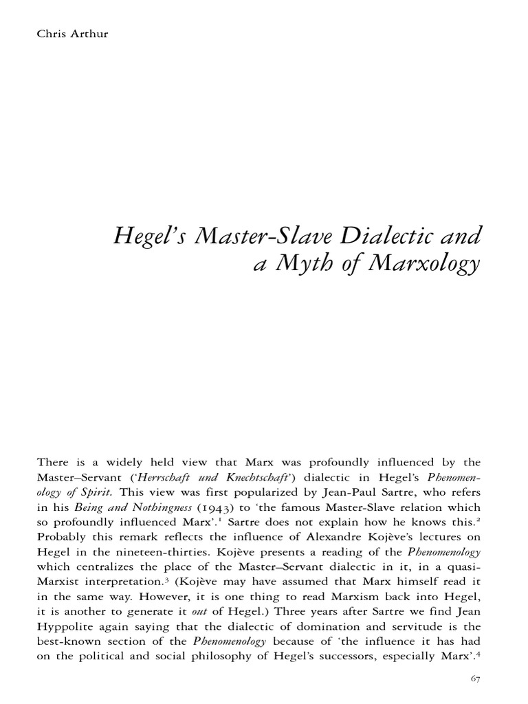 Arthur - Hegel's Master-Slave Dialectic and A Myth of Marxology PDF ...