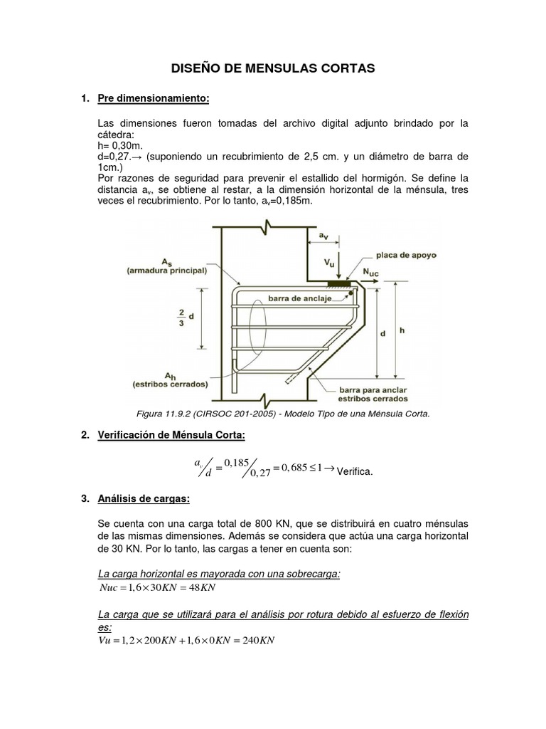 Diseño de Mensulas | PDF | Ingeniería de Edificación | Materiales