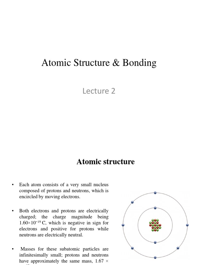 2 Atomic Structure And Bonding Pdf Chemical Bond Atoms