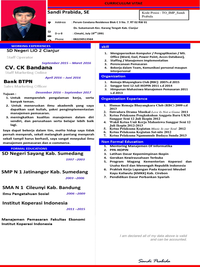 CV Sandi Prabida | PDF