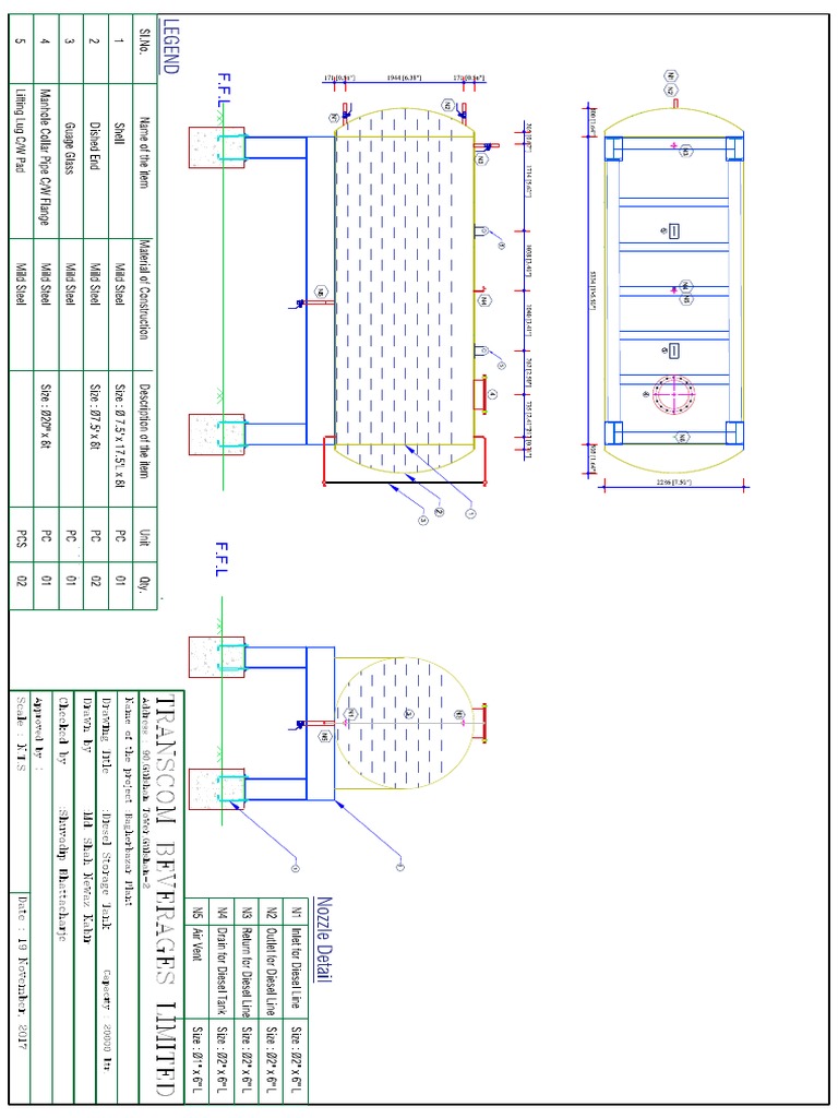 Diesel Tank Deatail Drawing PDF | PDF