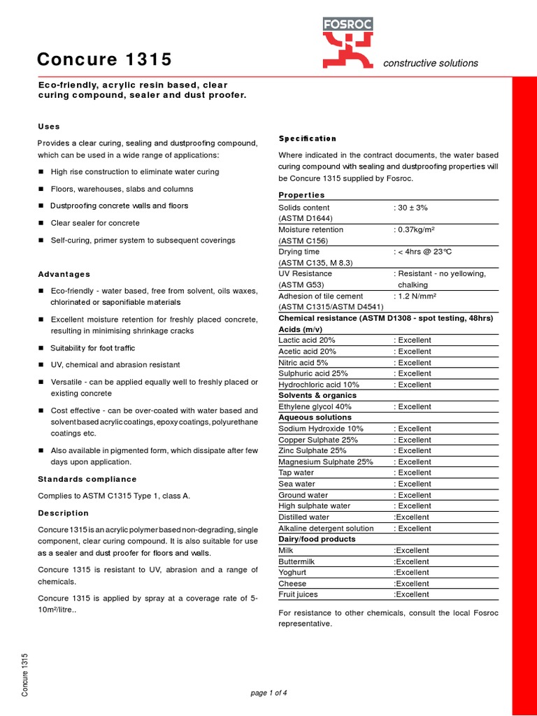 TDS Concure 1315 India | PDF | Paint | Concrete