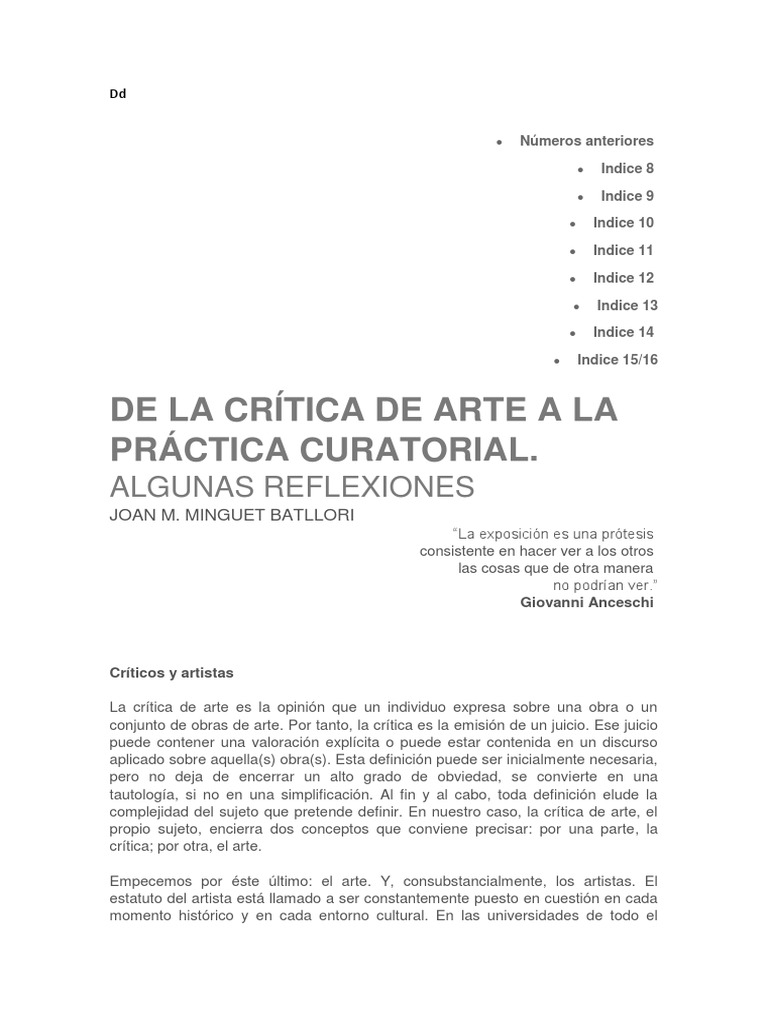 Critica Del Arte | PDF | Crítica de arte | Certeza