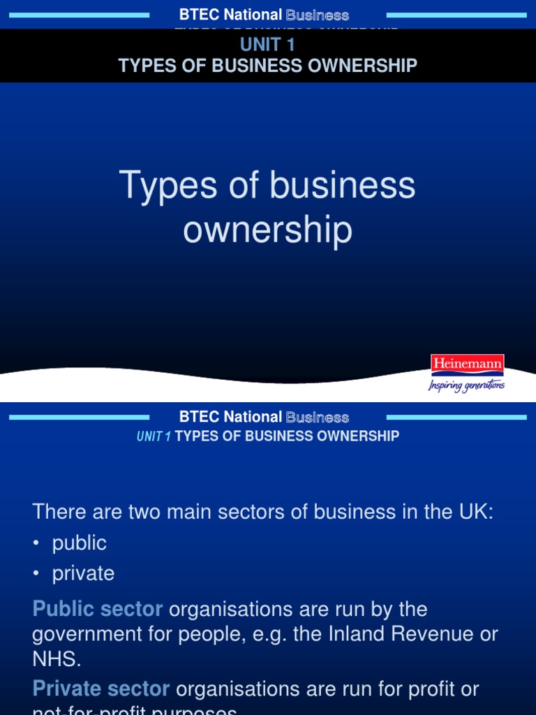 BTEC Business Ownership Types | PDF | Limited Company | Partnership