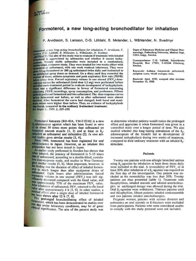 Formoterol, A New Long-Acting Bronchodilator For Inhalation | PDF ...