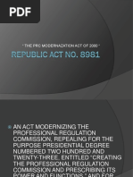 Republic Act No. 8981 PRC Modernization Act of 2000 | PDF | Licensure ...