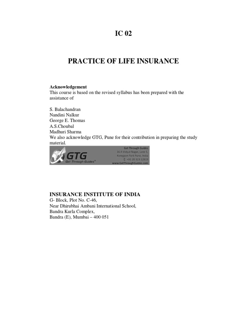 IC-02 Practices of Life Insurance-1 | PDF | Actuary | Insurance