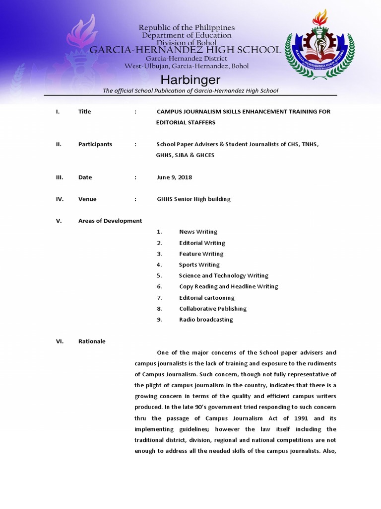 Campus Journalism Skills Enhancement Training For Editorial Staffers ...