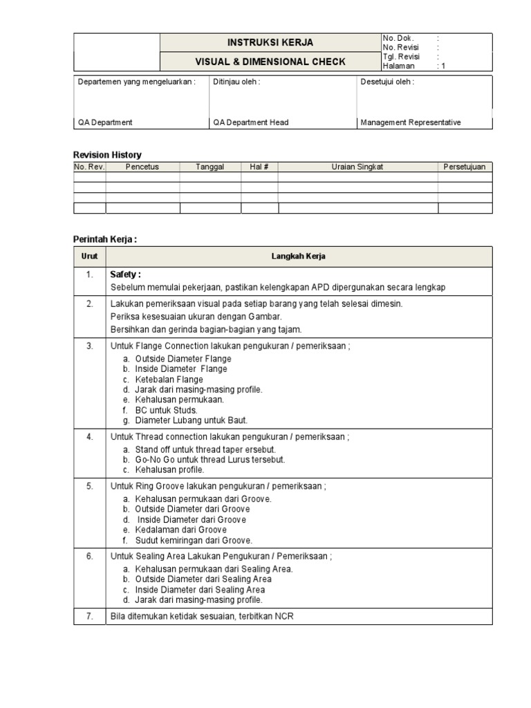 WI - Visual and Dimensional Check | PDF