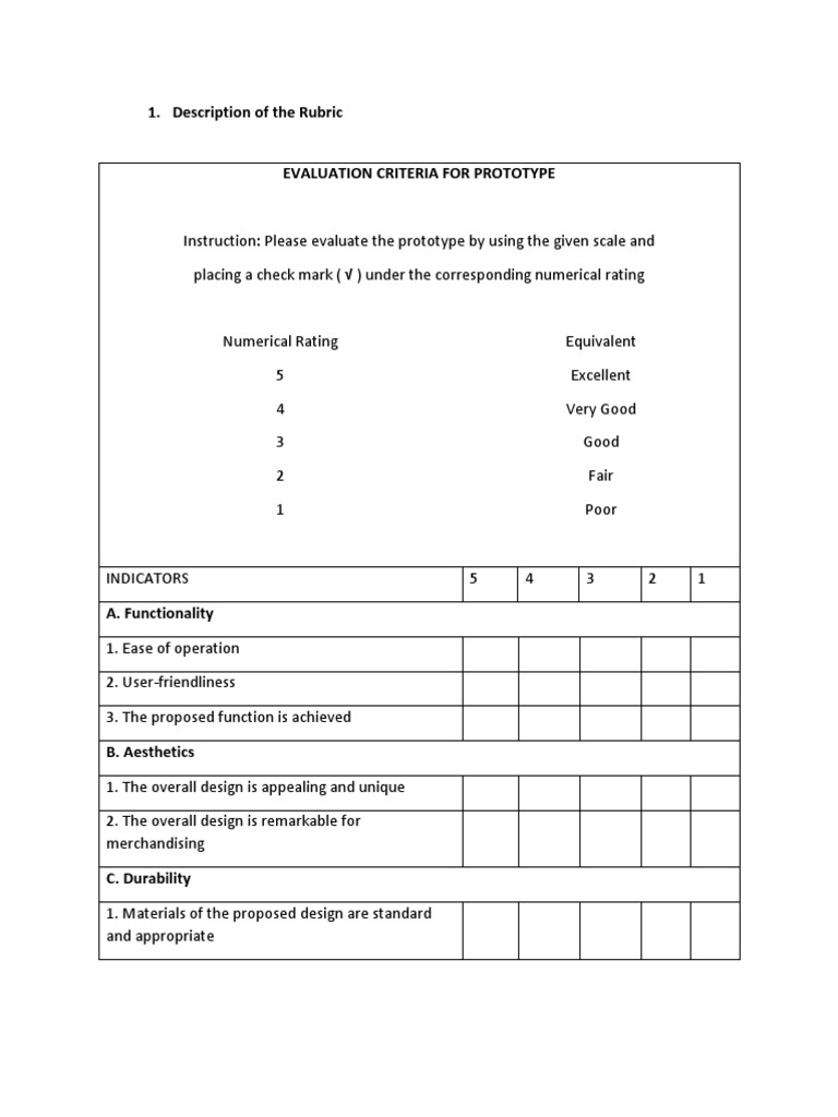 Evaluation Criteria For Prototype | PDF