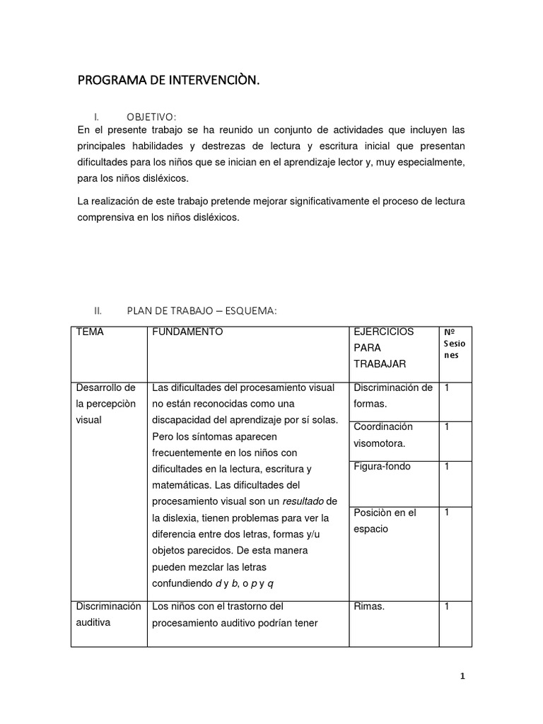 Programa de Intervenciòn Dislexia Hurganito | PDF | Dislexia | Neuropsicología