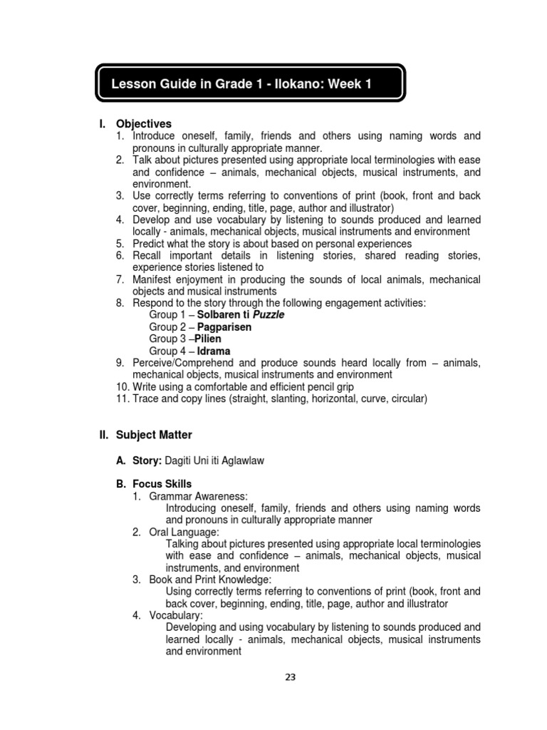 Ilokano LGs Q1 Q4 v1.0 pp.23 521 PDF | PDF | Vocabulary | Sound